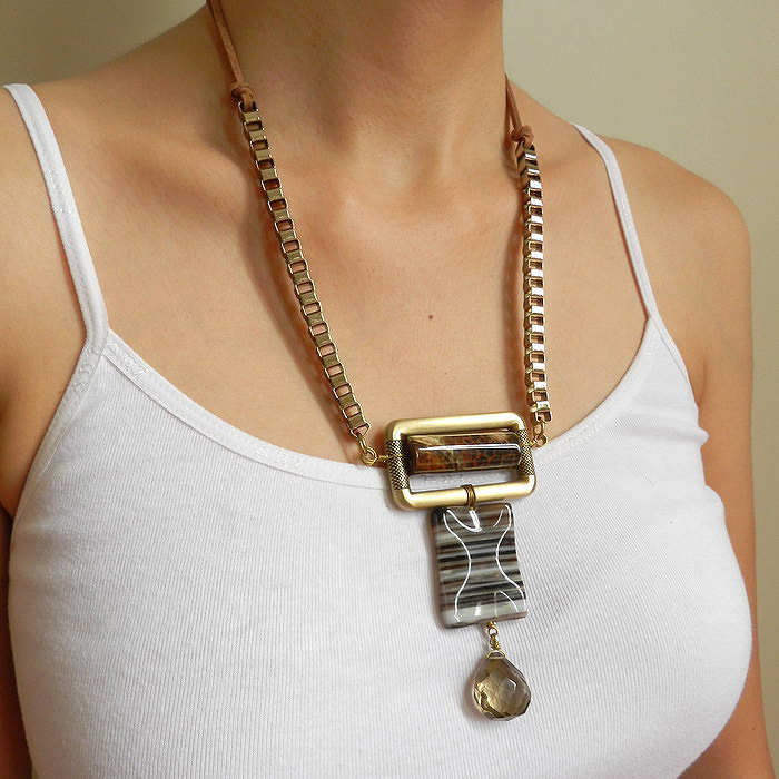 Black And White Statement Necklace - Geometric Jewelry on Luulla