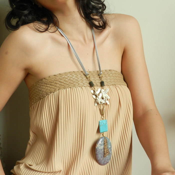 Avant Garde Gemstone Statement Necklace on Luulla