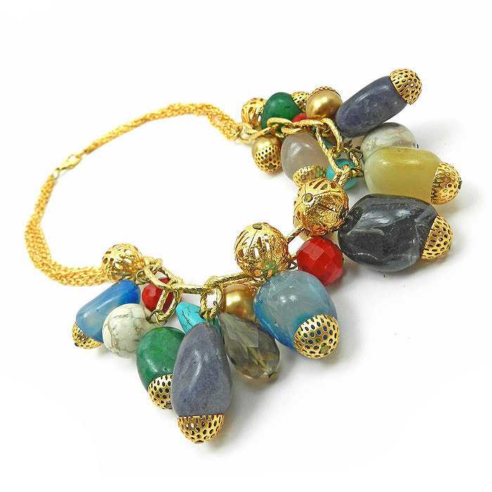 Colorful Gemstone Cluster Necklace - Statement Jewelry on Luulla
